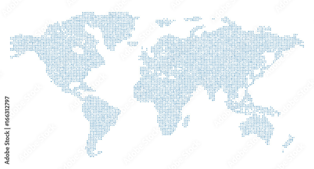 Vector World map with english alphabet Stock Vector | Adobe Stock