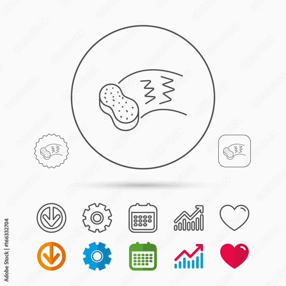 Hand wash icon. Cleaning sponge sign. Calendar, Graph chart and ...