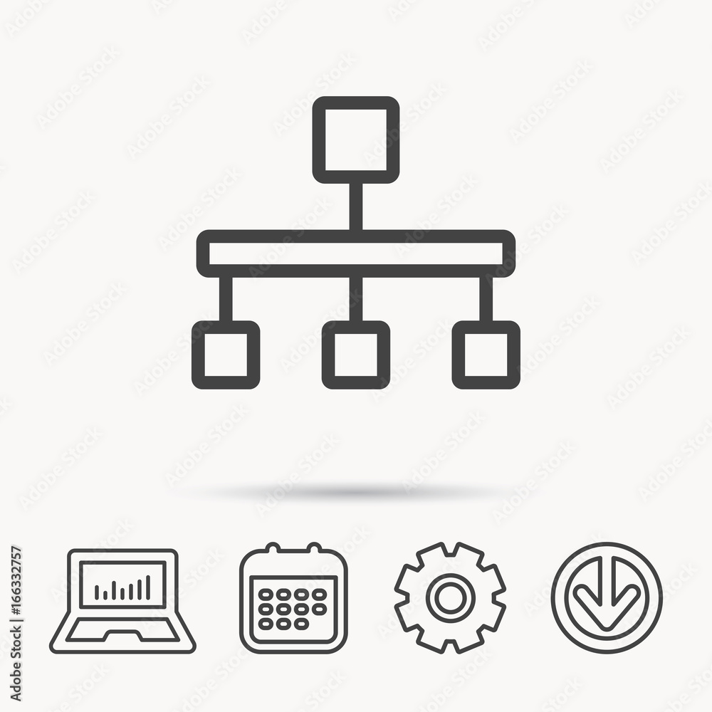 Hierarchy icon. Organization chart sign. Database symbol. Notebook ...