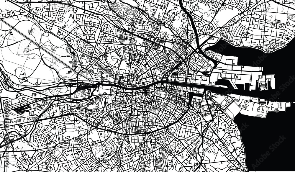 Urban city map of Dublin, Ireland Stock Vector | Adobe Stock