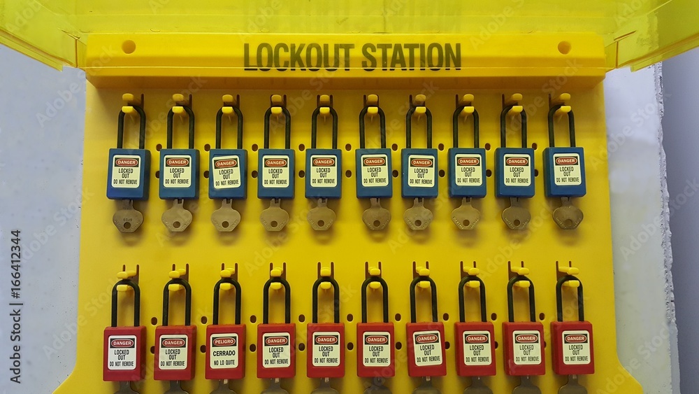 Lock out & Tag out , Lockout station,machine - specific lockout devices and lockout point Stock ...