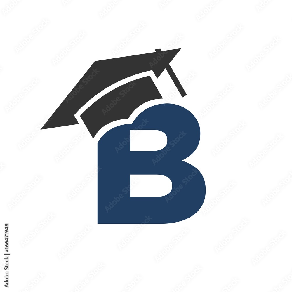 letter b and graduation hat. vector logo. Stock Vector | Adobe Stock