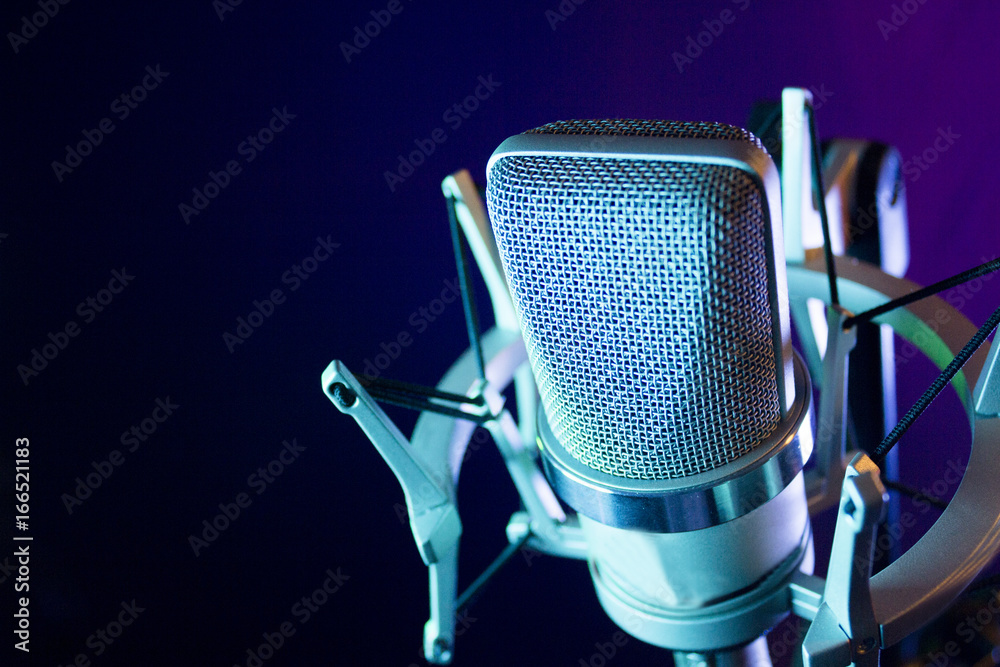 Classic recording studio microphone Stock Photo | Adobe Stock