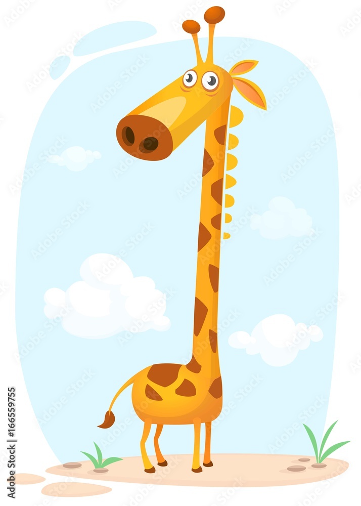 Cartoon giraffe charcter. Vector illustration isolated on nature ...