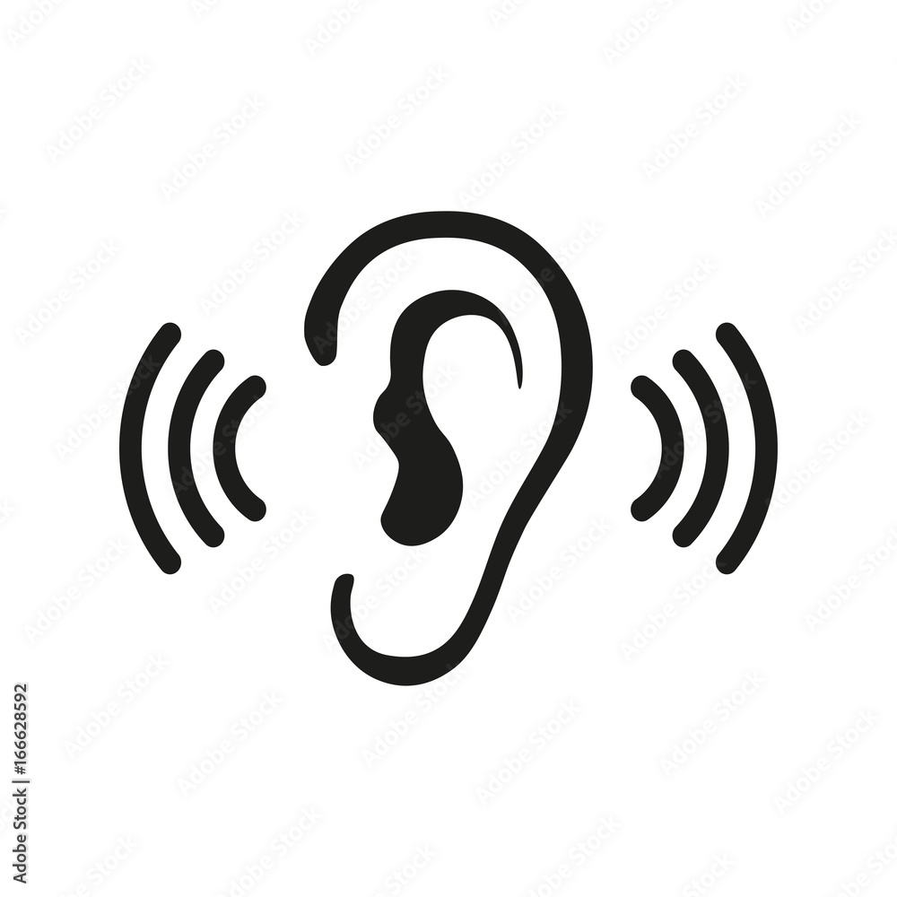 Vector de Stock Ear Listening Hearing Audio Sound Waves vector icon ...