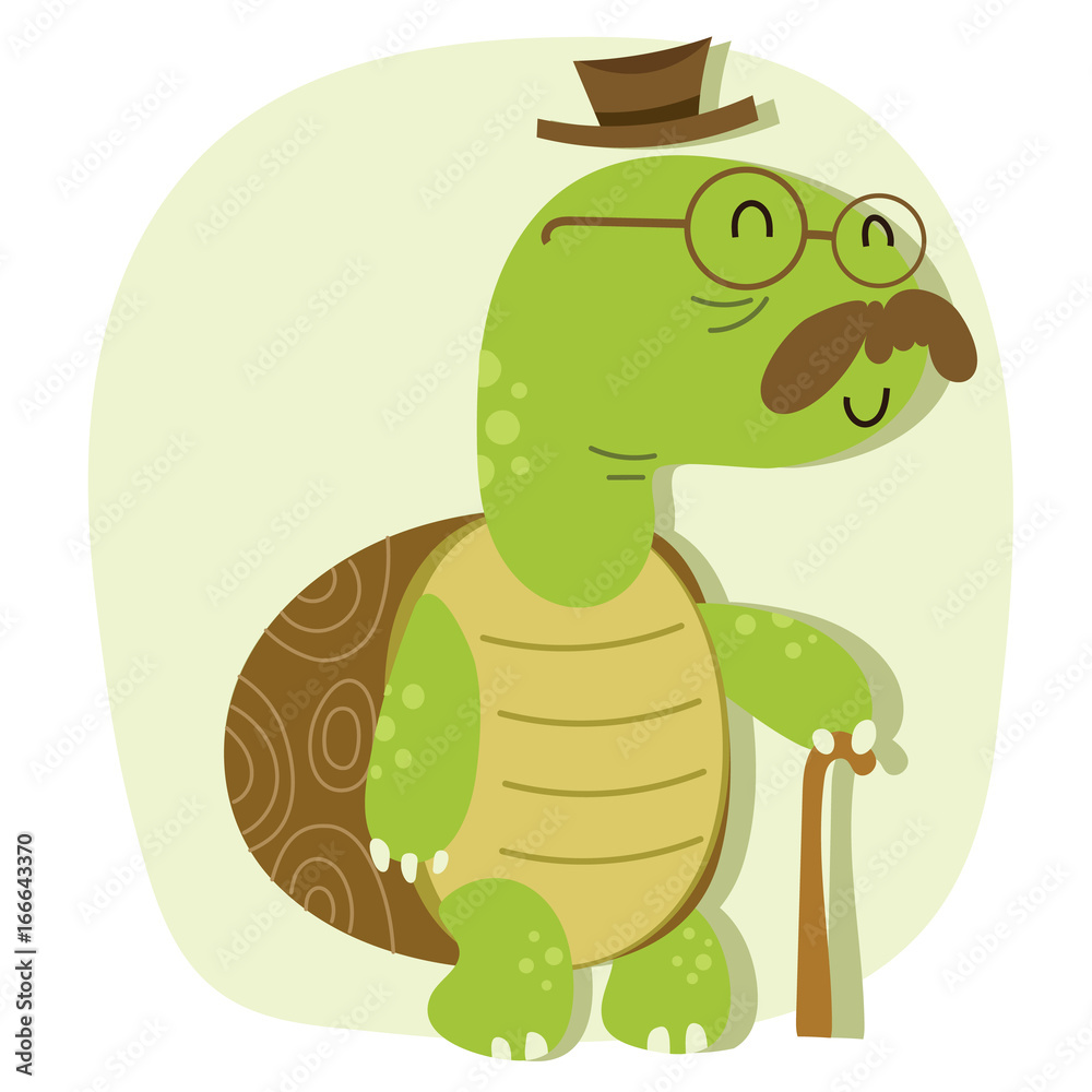Old Man Cartoon Turtle