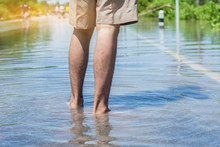 Woman Wading Through Water Free Stock Photo - Public Domain Pictures