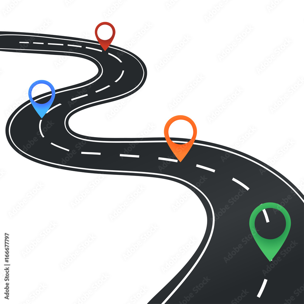 Road map with markers Stock Vector | Adobe Stock
