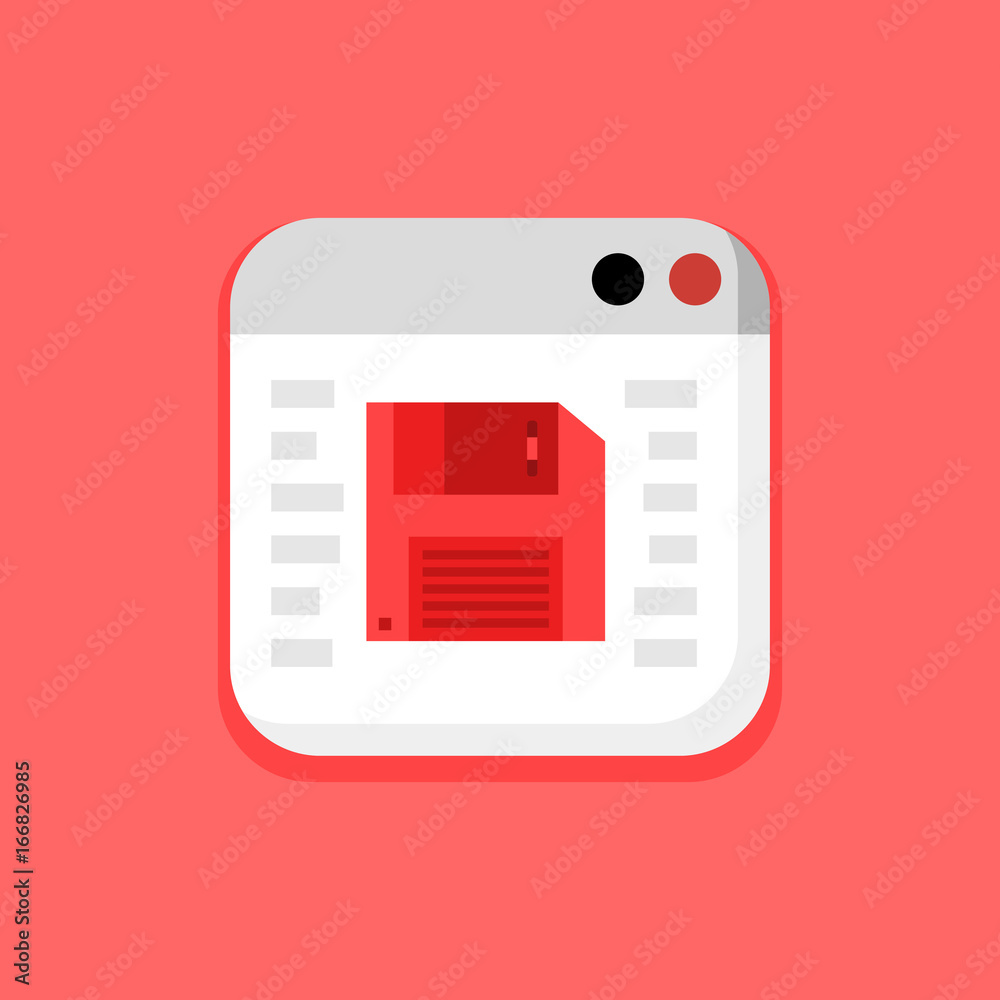 Floppy, Disk, Drive window in red Icon Stock Vector | Adobe Stock