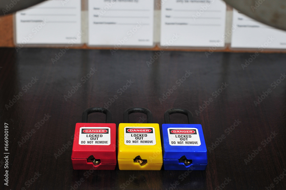 Lock out & Tag out , Lockout station,machine - specific lockout devices and lockout point Stock ...