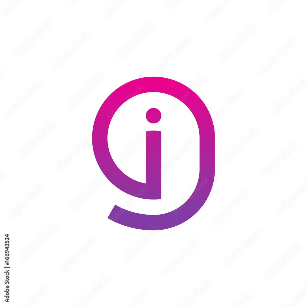 Initial letter gi, ig, i inside g, linked line circle shape logo ...