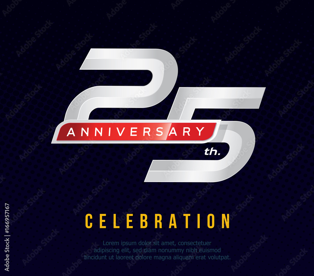 25 years anniversary invitation card, celebration template design, 25th ...