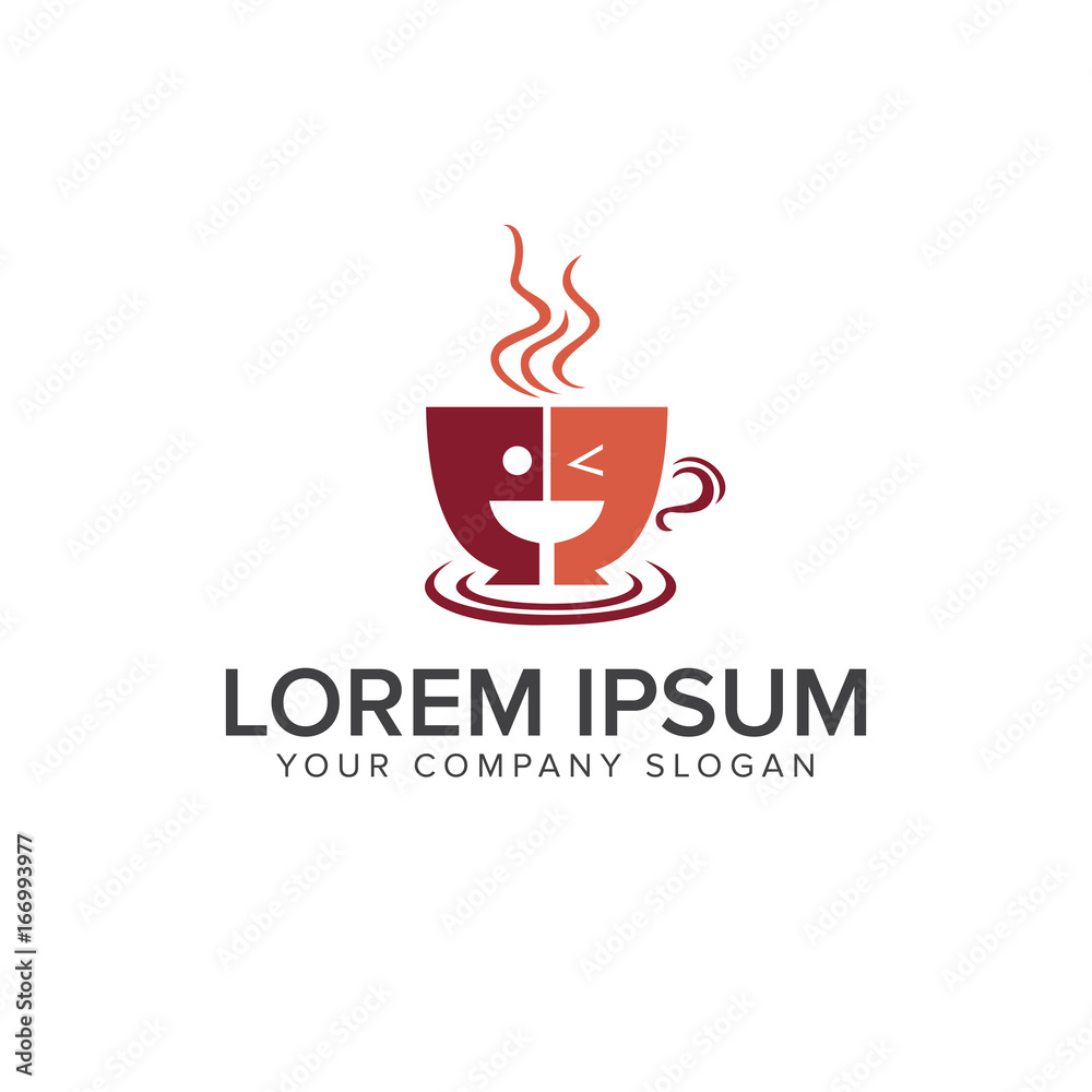 Coffee logo. happy face Food and Drink logo design concept template ...