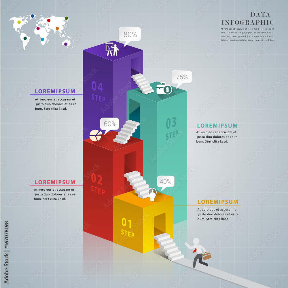 3D Modern design number 4 step template can used for banner,infographic ...