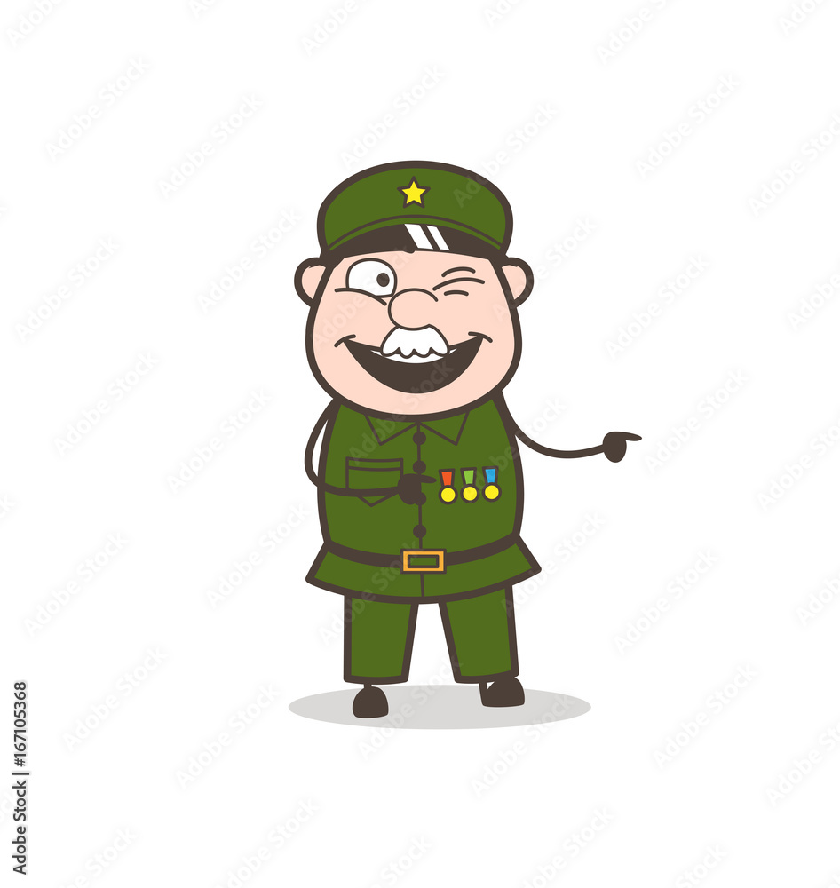 Cartoon Naughty Sergeant Pointing Finger Vector Illustration Stock ...