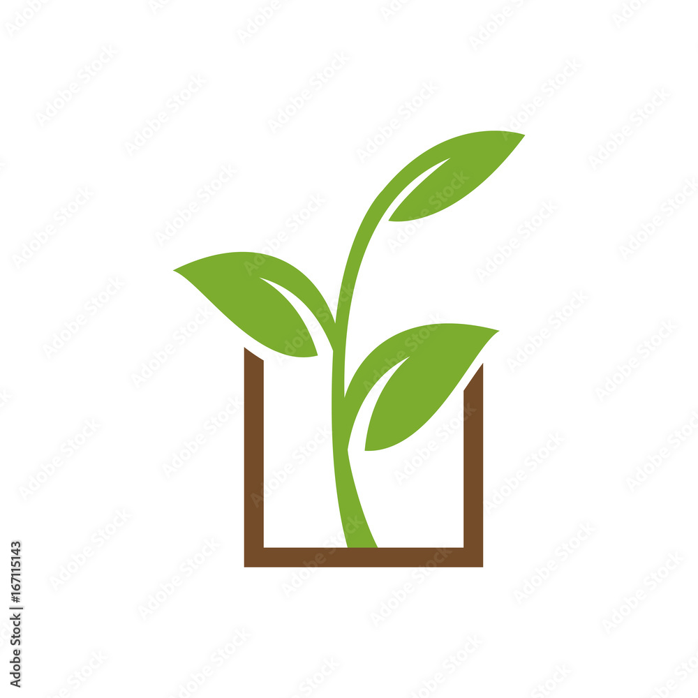 box growth nature leaf green logo vector Stock Vector | Adobe Stock