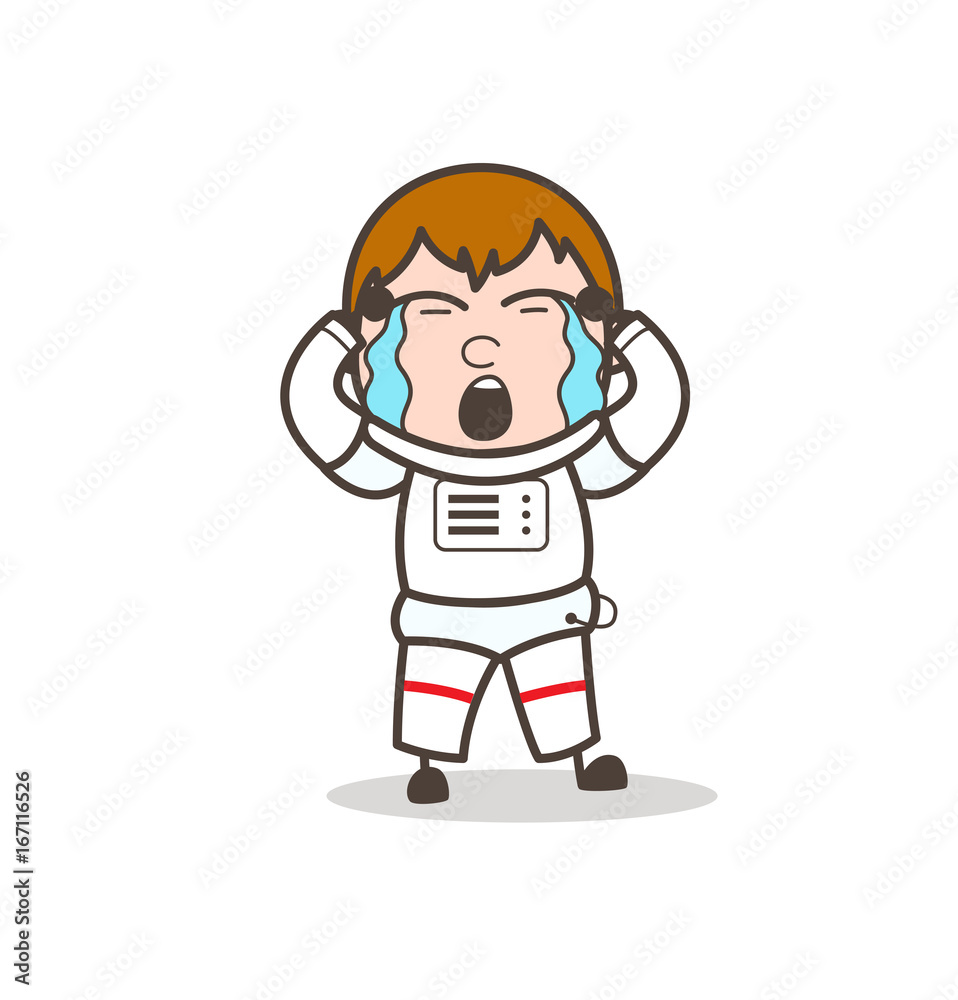 Cartoon Astronaut Crying Vector Illustration Stock Vector | Adobe Stock