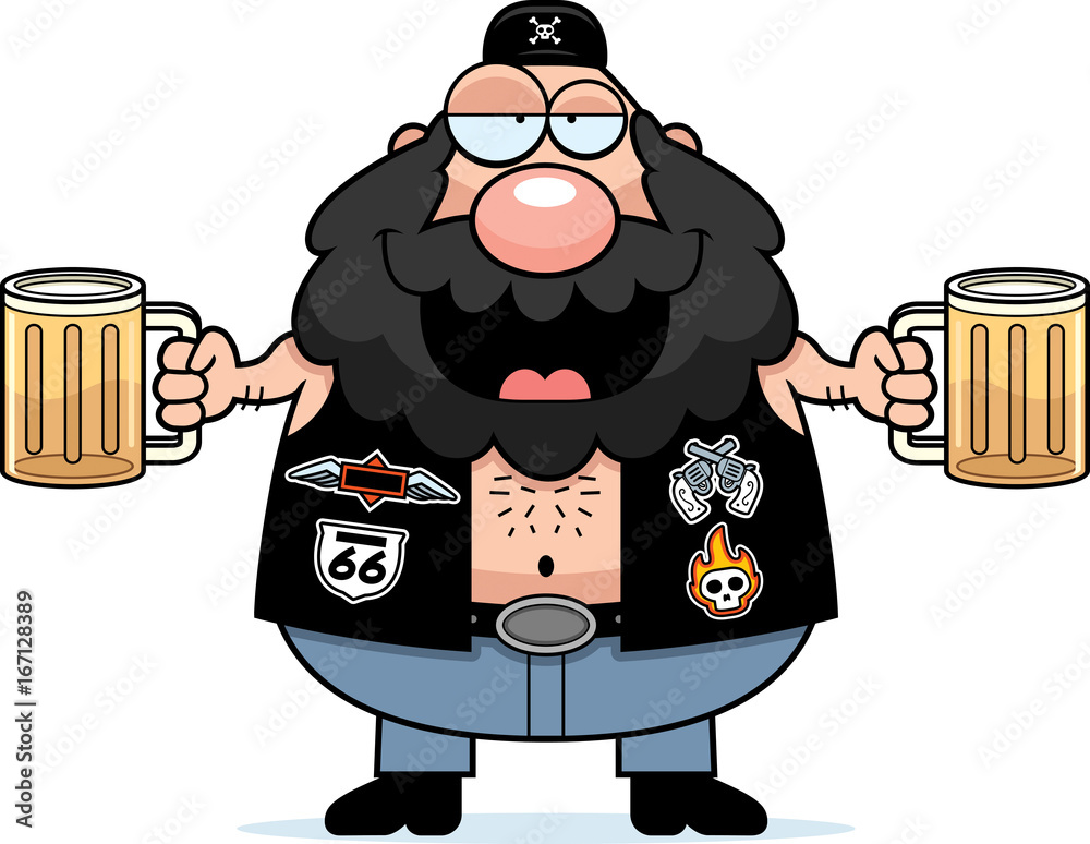 Drunk Cartoon Biker Stock Vector | Adobe Stock
