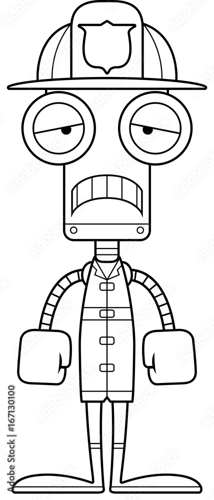 Cartoon Sad Firefighter Robot Stock Vector | Adobe Stock