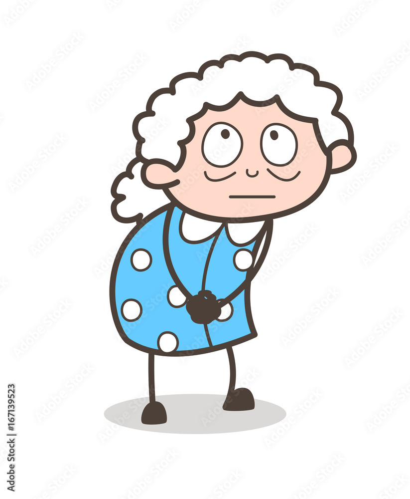 Cartoon Innocent Granny Face Expression Vector Illustration Stock ...