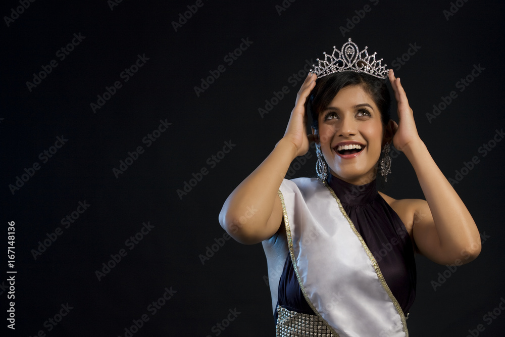 Beauty pageant winner feeling overjoyed Stock Photo | Adobe Stock