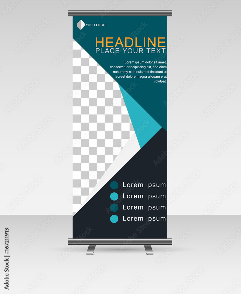 Roll up banner stand template. Abstract background for design, business, education ...