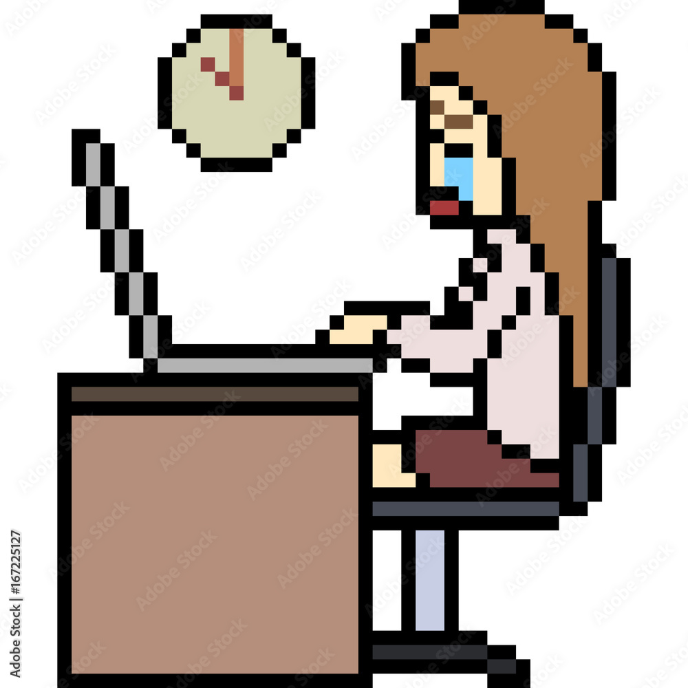 vector pixel art overtime work Stock Vector | Adobe Stock