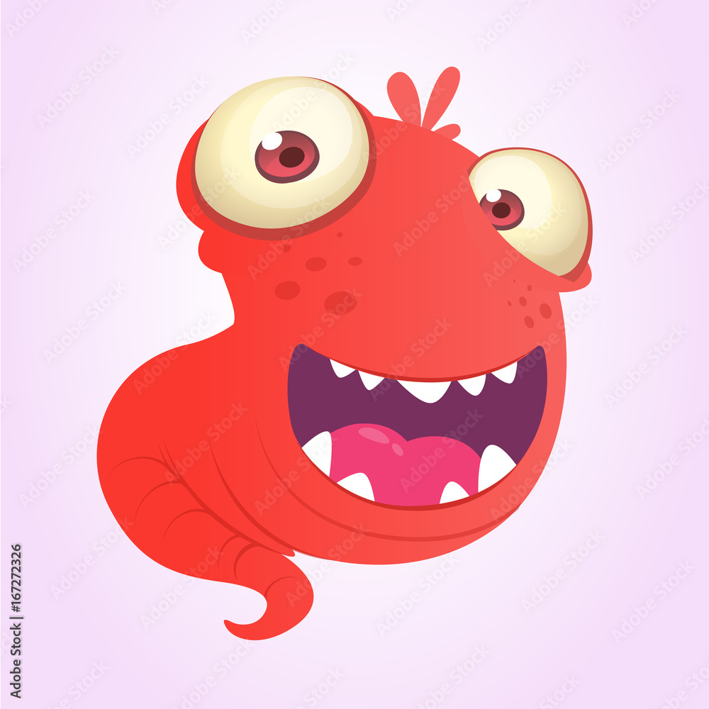 Funnny cartoon blob slimy monster laughing. Vector alien illustration ...
