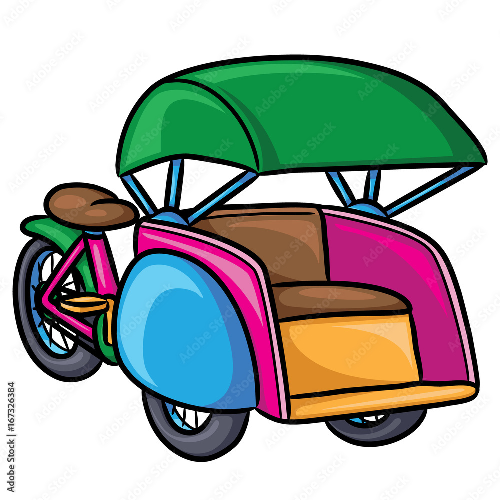 Pedicab Cartoon Illustration of cute cartoon pedicab. Stock Vector ...