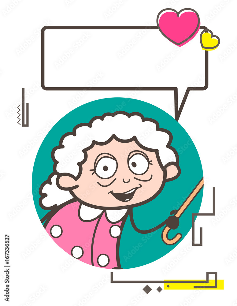 Cartoon Old Lady Talking Pose Vector Graphic Stock Vector | Adobe Stock