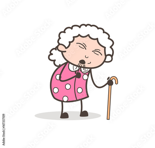 Cartoon Ill Grandma Sneezing Vector Graphic Buy This Stock Vector And