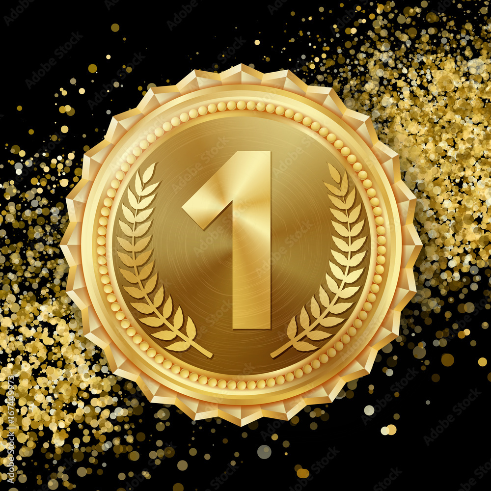 Gold Medal Vector. 1st Place Achievement. Winner, Champion, Number One ...