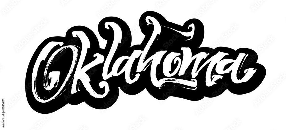Oklahoma. Sticker. Modern Calligraphy Hand Lettering for Serigraphy ...