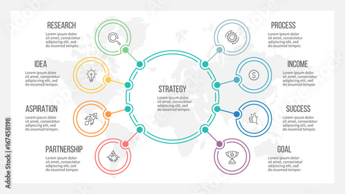 Outline infographic. Organization chart with 8 options. Vector template ...