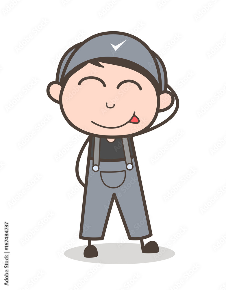 Cartoon Funny Shy Boy Face Vector Illustration Stock Vector | Adobe Stock