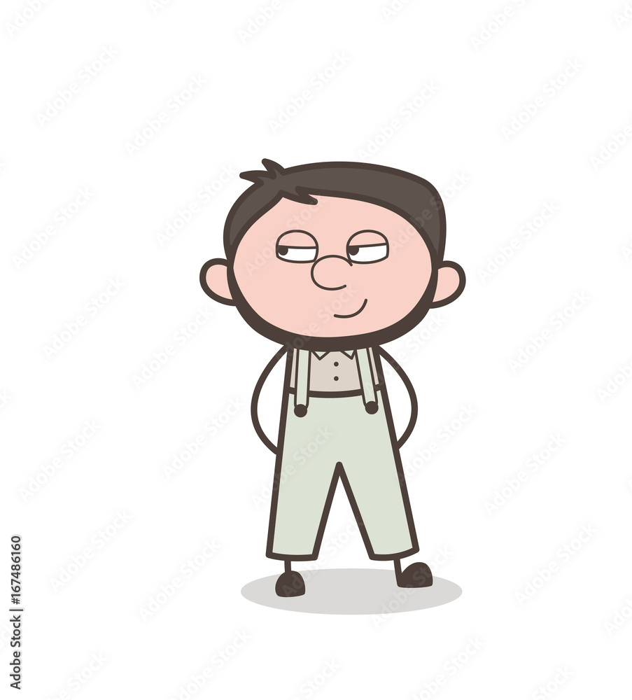 Cartoon Man Cunning Smiling Face Vector Illustration Stock Vector ...