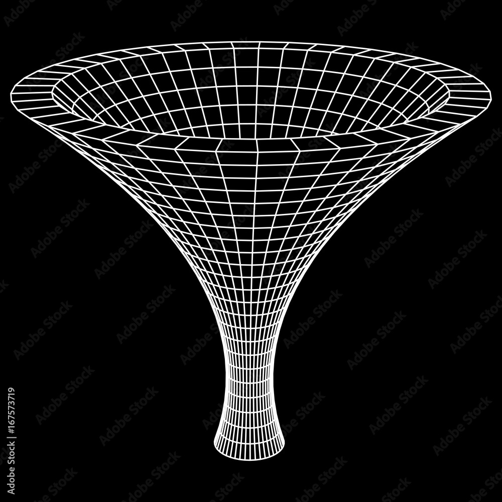 Wireframe Mesh Funnel. Connection Structure. Big Data Visualization ...
