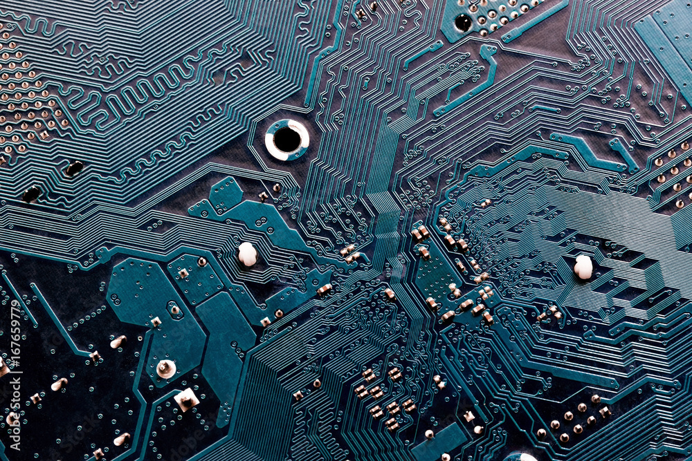Blue PCB - Backside of a ATX Motherboard Stock Photo | Adobe Stock
