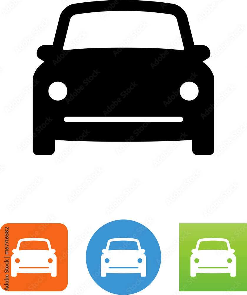 Vector Front View Compact Car Icon - Illustration Stock Vector | Adobe ...