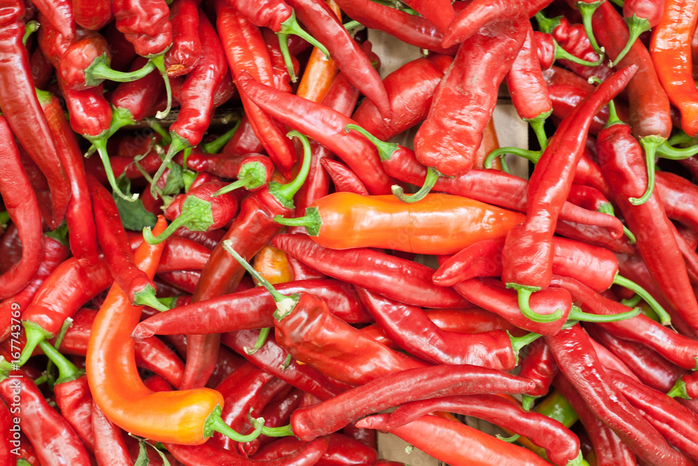 Red peppers background texture of hot red chili, seasoning paprika ...