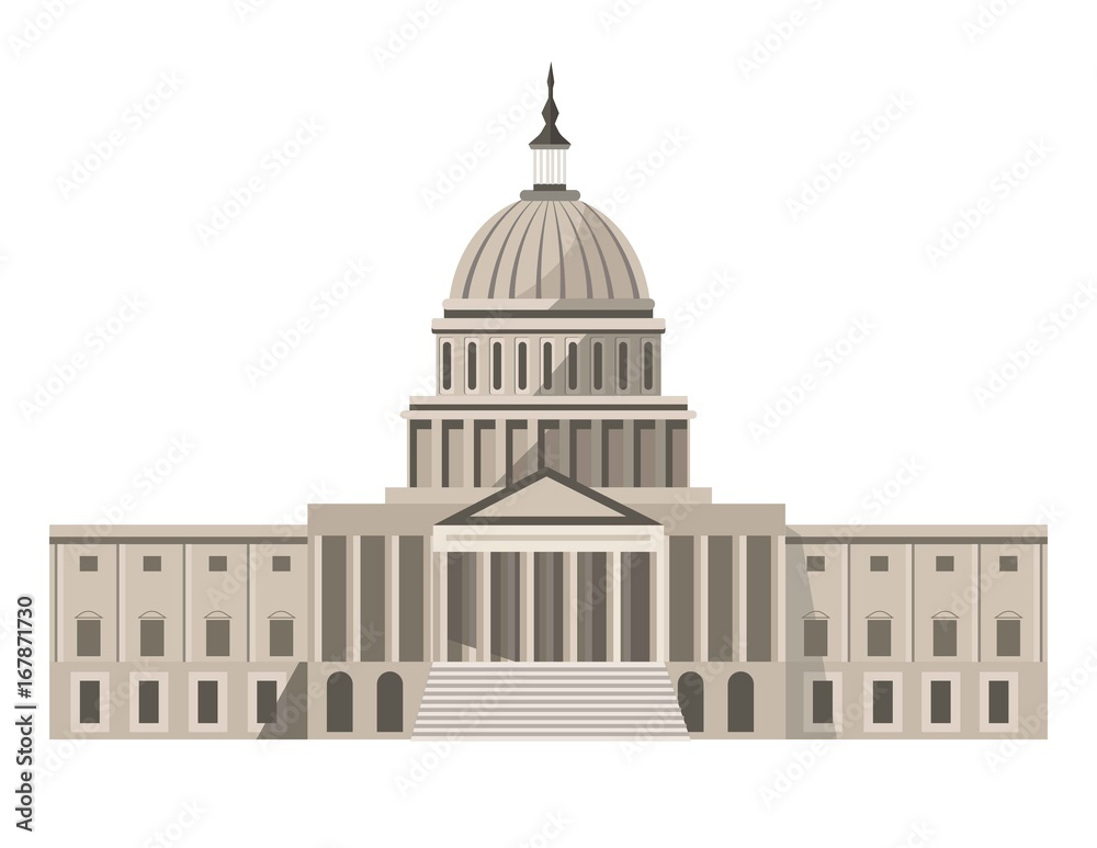 Famous United States Capitol building isolated cartoon illustration ...