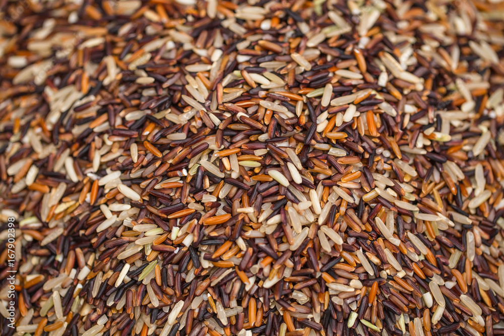 oganic brown rice or riceberry healthy food source of fiber and high ...