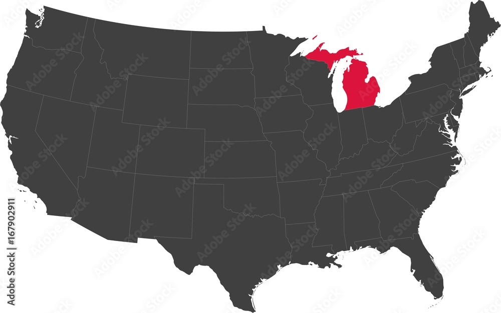 Stock-Vektorgrafik „Map of the United States of America split into ...