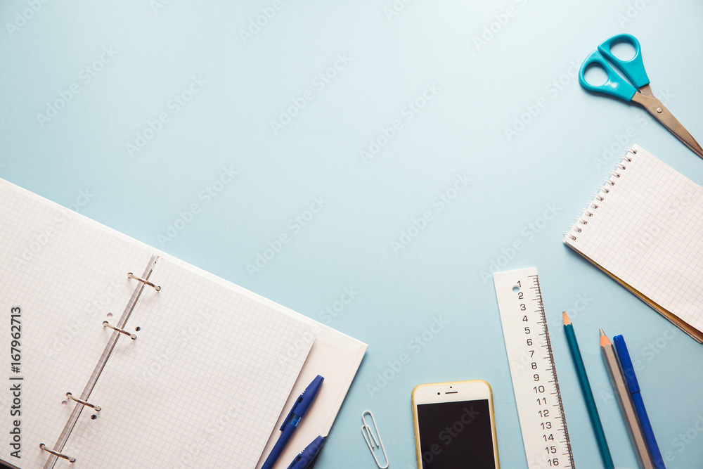 Photo Stock back to school or office styled pattern with school ...