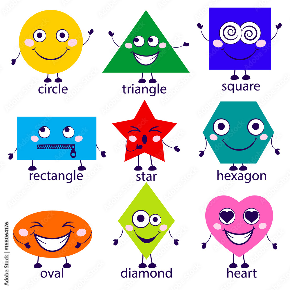 Cartoon Vector Illustration of Basic Geometric Shapes. Funny Shapes ...