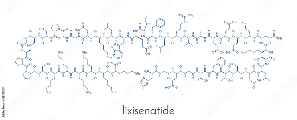 Lixisenatide diabetes drug molecule. Skeletal formula. Stock Vector ...