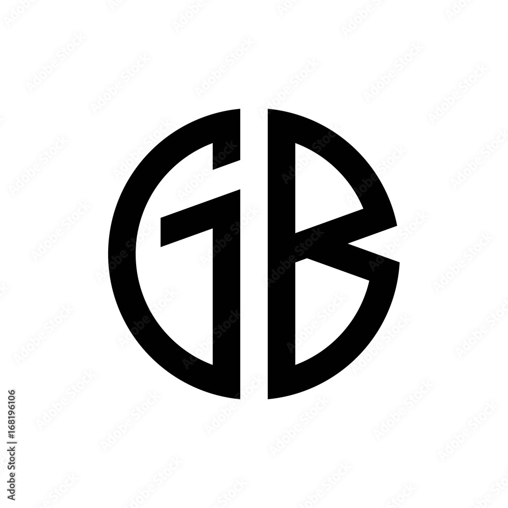 initial letters logo gb black monogram circle round shape vector Stock ...