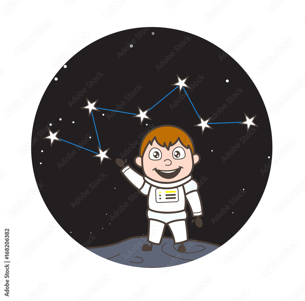 Cartoon Astronaut Showing Group of Stars Vector Illustration Stock ...