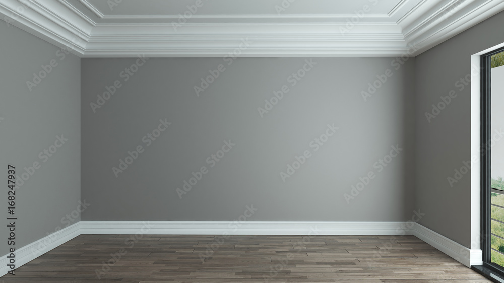 empty room interior background with decorative ceiling Stock ...