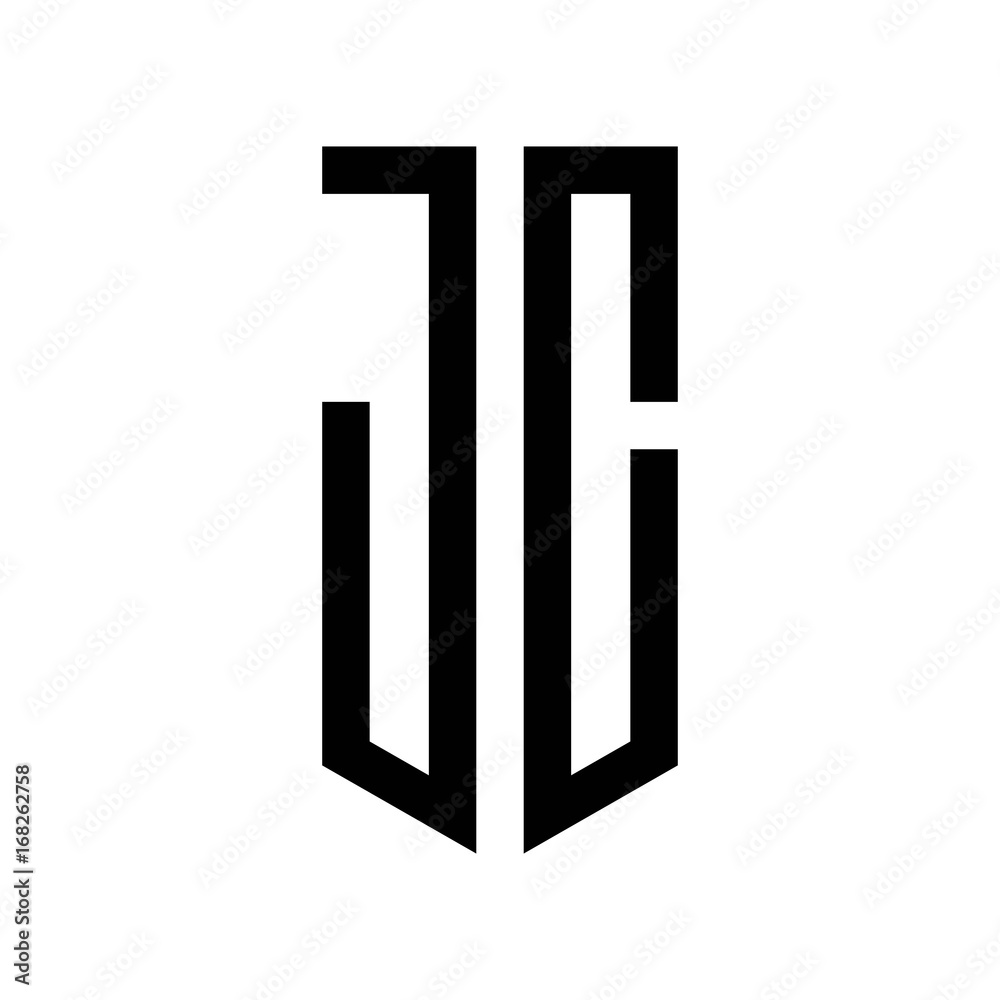 initial letters logo jc black monogram pentagon shield shape Stock ...